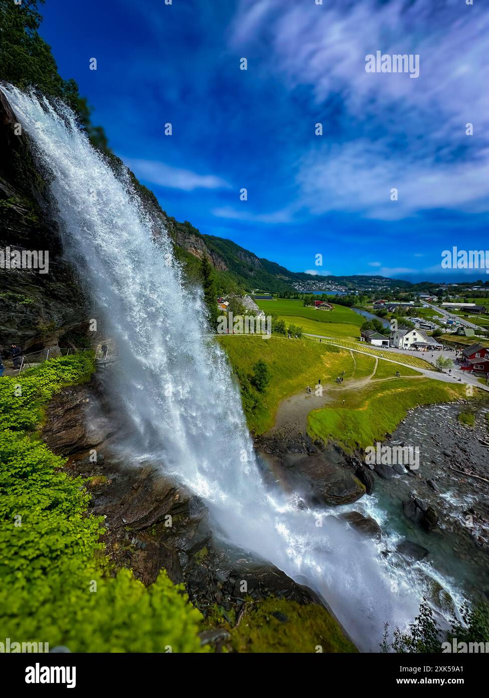 Norway, Hordaland county. Famous Steinsdalsfossen waterfall ...