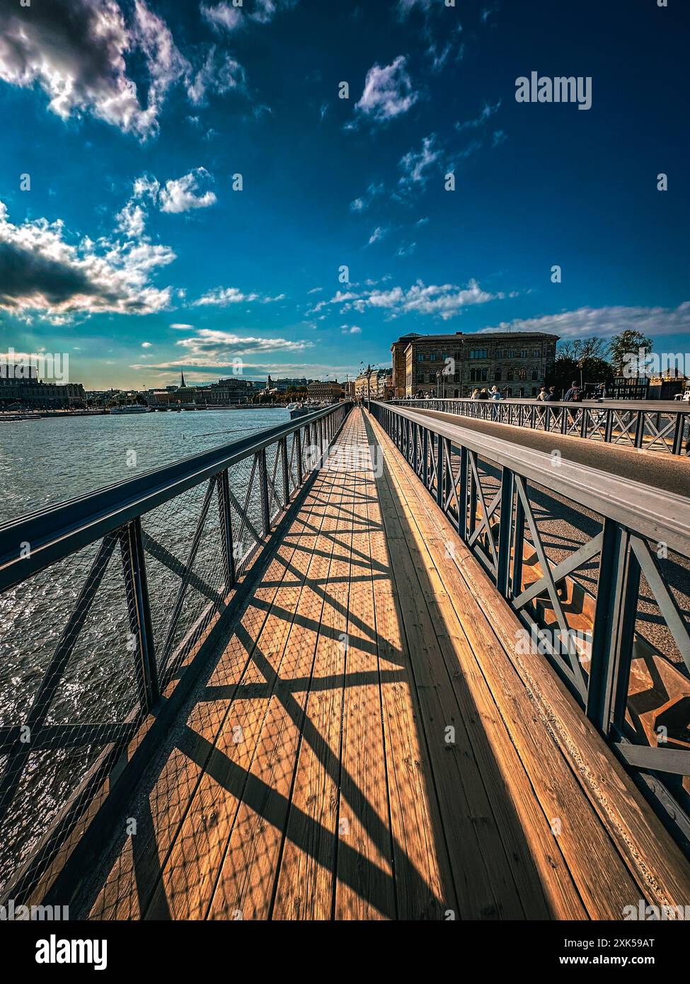 Pedestrian bridge across the bay in Stockholm, Sweden, Scandinavian ...