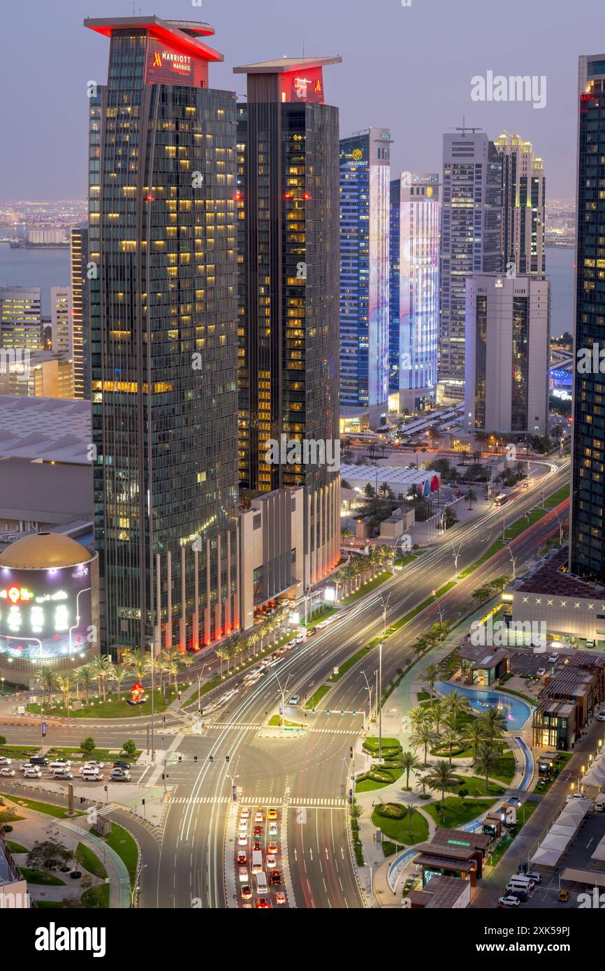 Beautiful Cityscape of West bay Aera. Marriott Marques Hotel Doha City ...