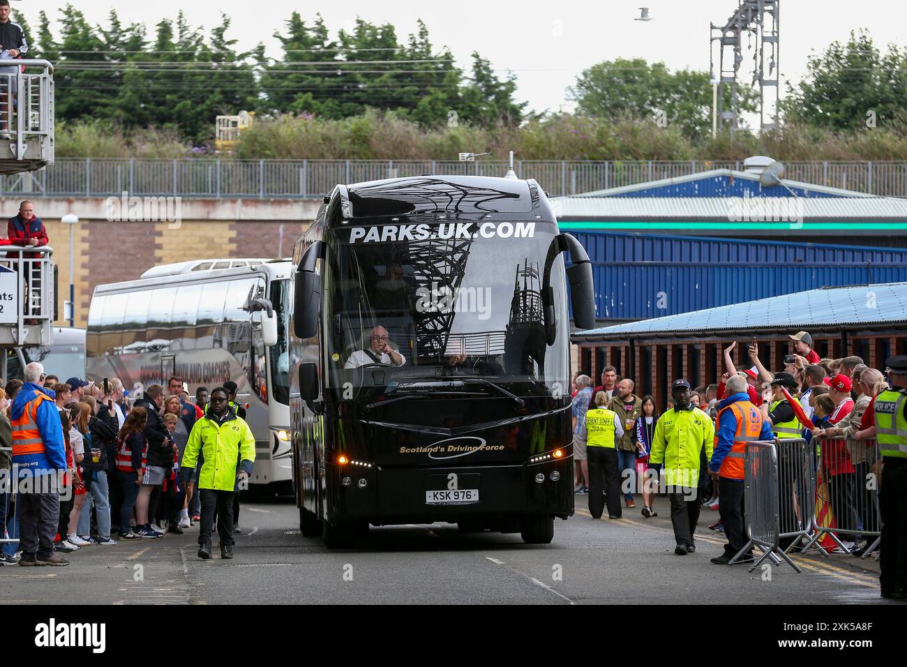 Edinburgh, UK. 20th July, 2024. Manchester United team bus arrives ...