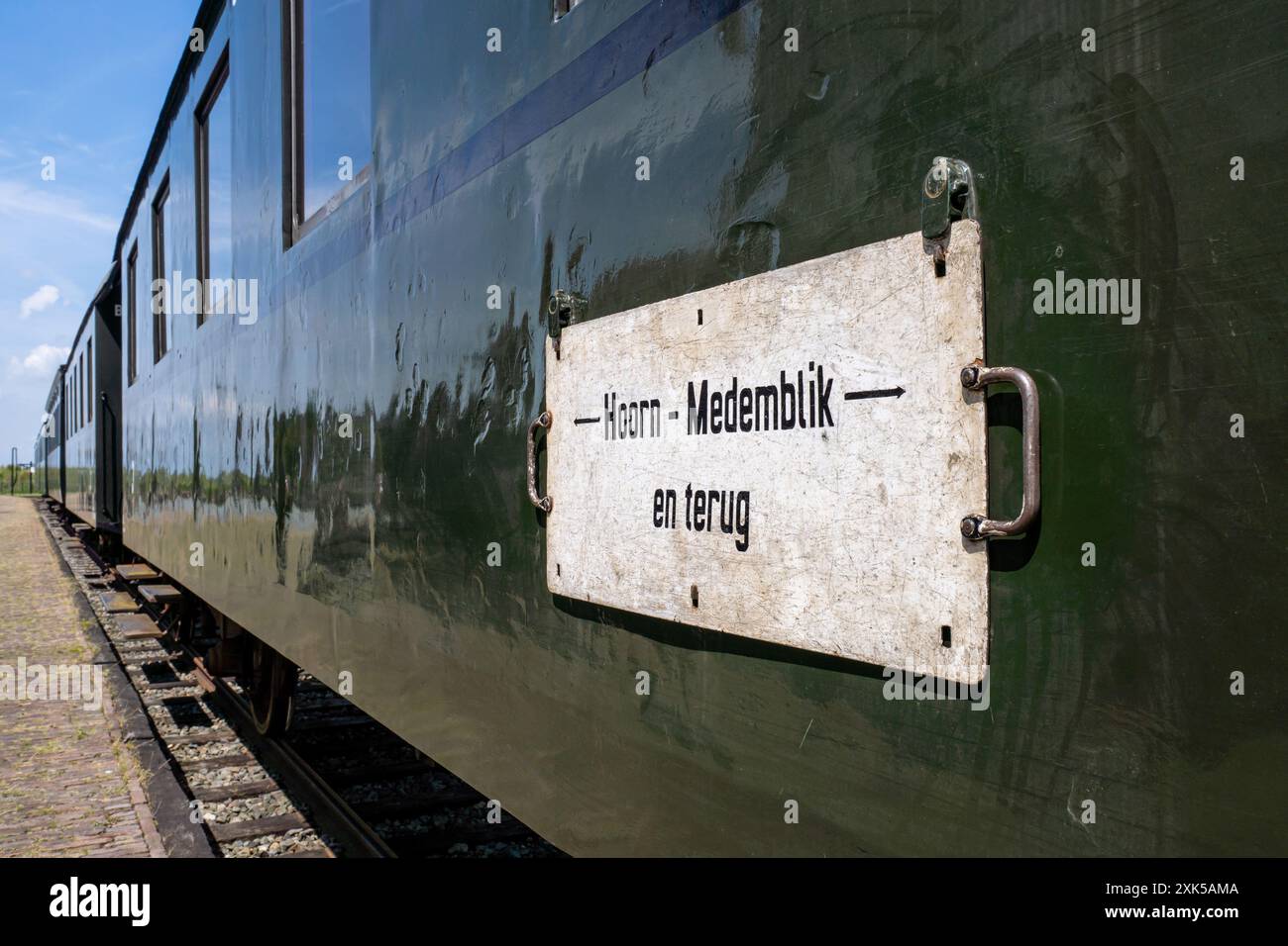 train destination sign on heritage railway carriage (service between ...