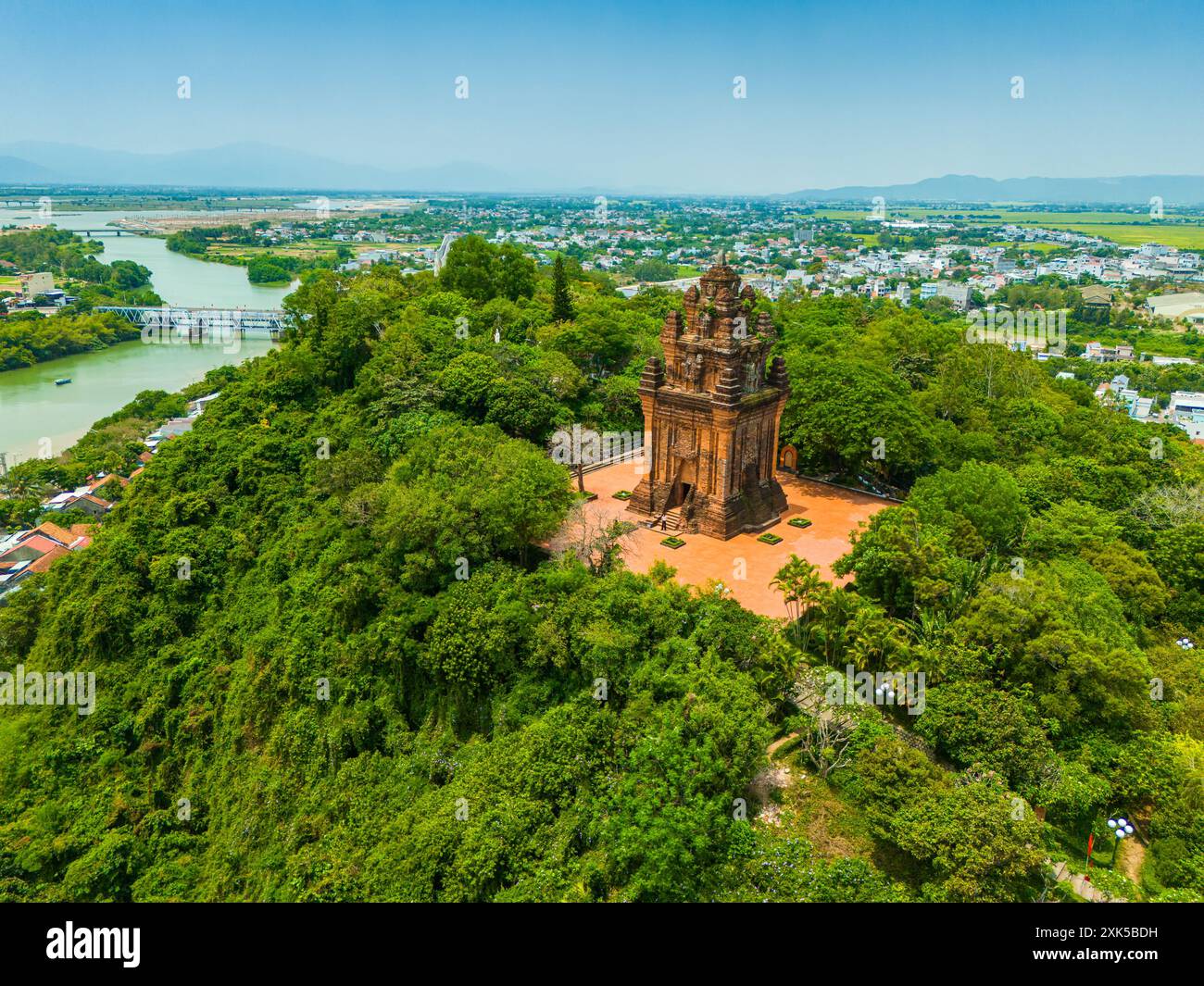 Aerial view of Nhan temple, tower is an artistic architectural work of ...