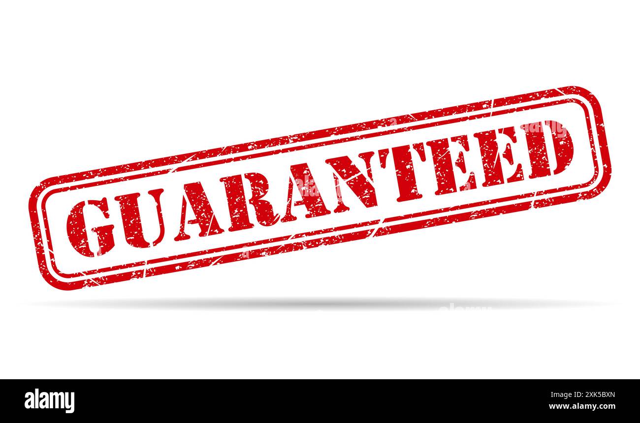 Guaranteed stamp shadow symbol, label sticker sign button, text banner ...