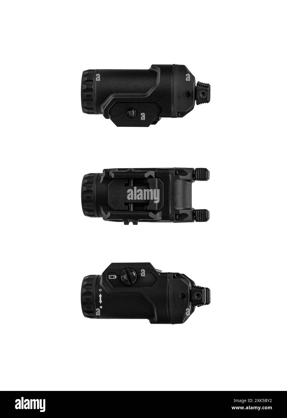 Modern LED flashlight with weapon mount. Underbarrel tactical ...