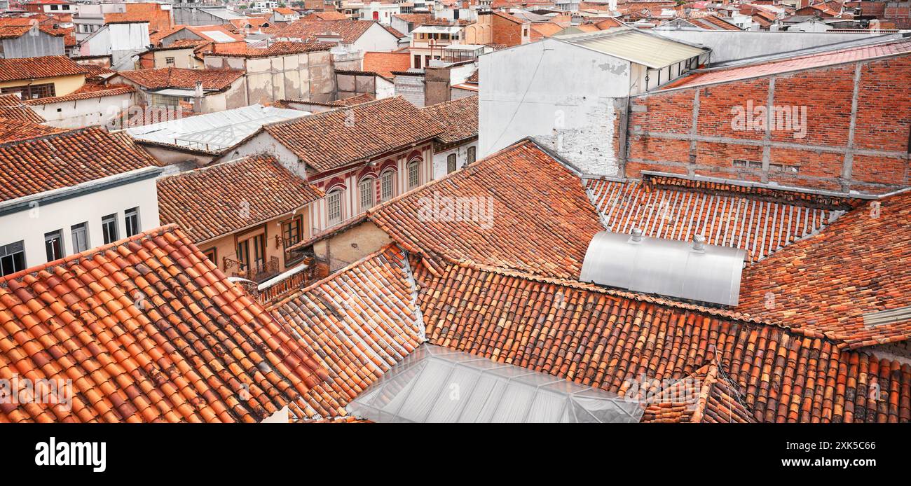 Roofs of old colonial buildings in Quito, Ecuador Stock Photo - Alamy