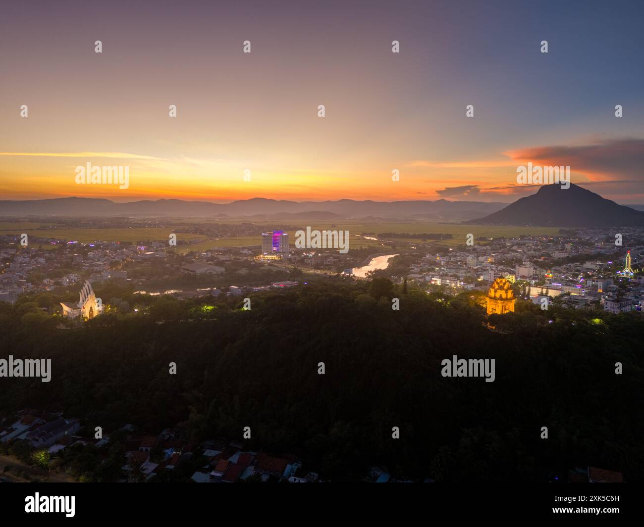 Aerial view of Nhan temple, tower is an artistic architectural work of ...