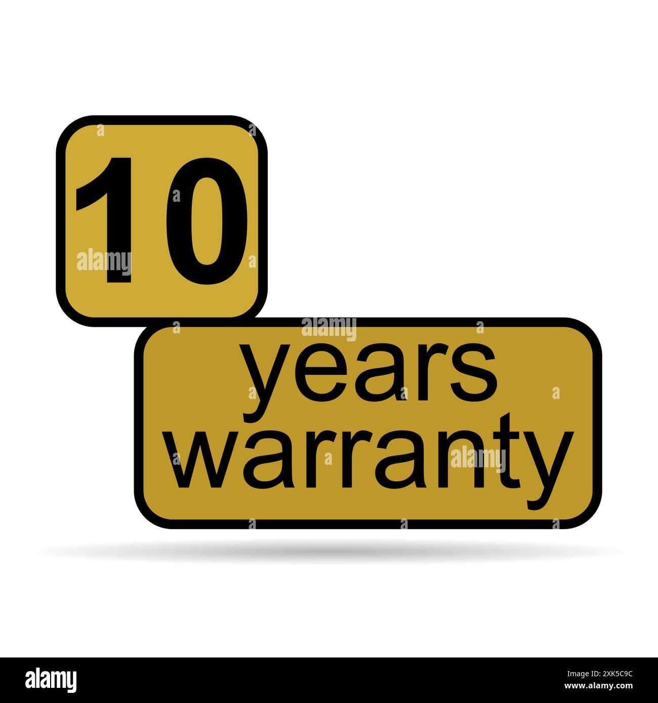 Ten years warranty shadow icon, badge seal guarantee certificate ...
