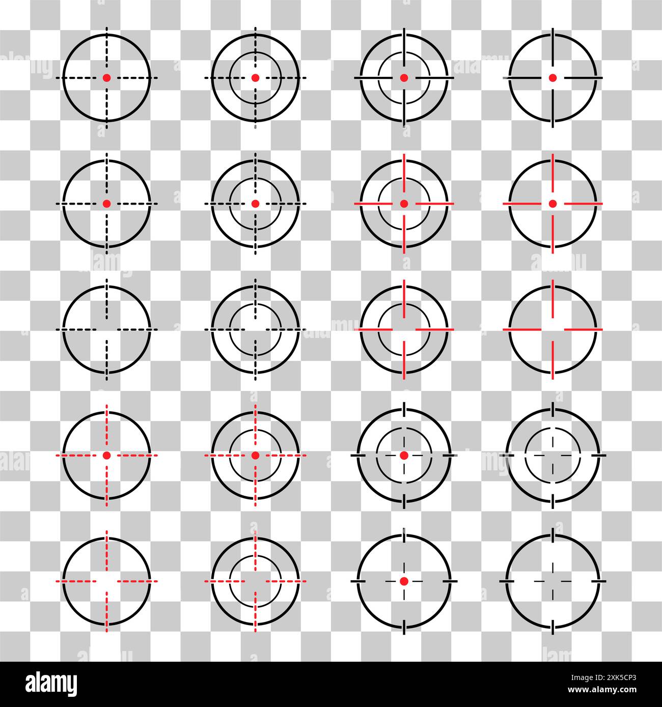 Set of Crosshair army target icon, hunting cross sign mark, graphic ...