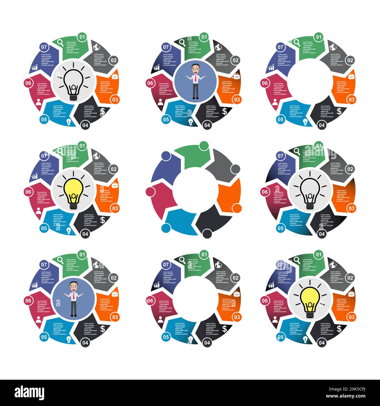 Set of Information round diagram 8 steps, infographic graphic pie ...