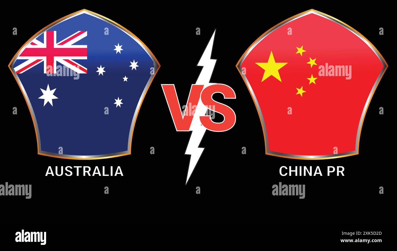 Australia vs China PR Soccer football match with Black Background and ...