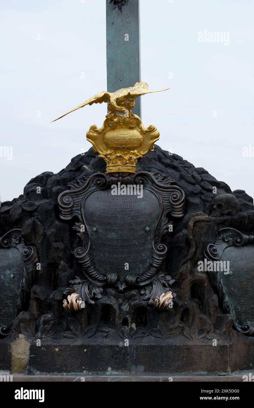Sculptures on the Charles Bridge,Prague detail of foot of the cross ...