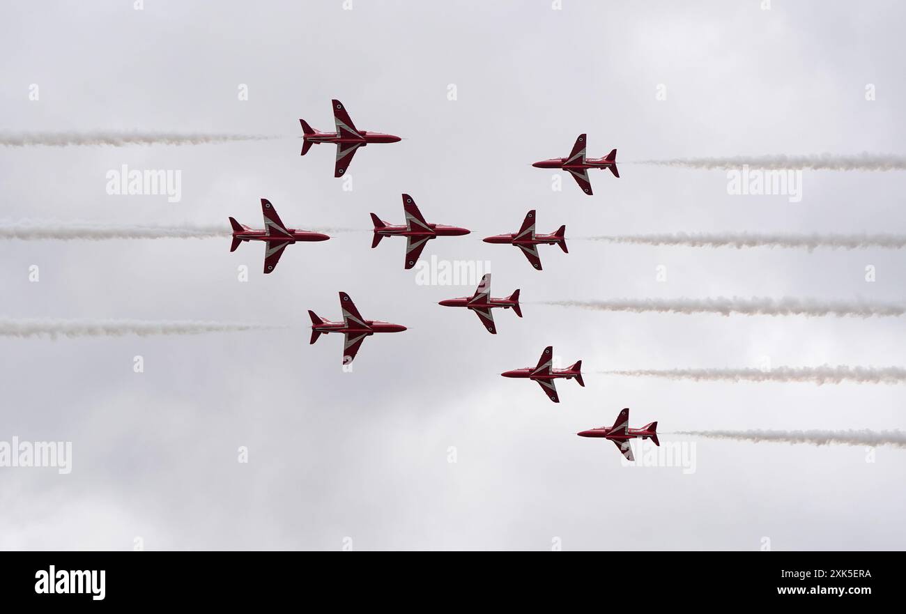 The Red Arrows display team perform during the Royal International Air ...