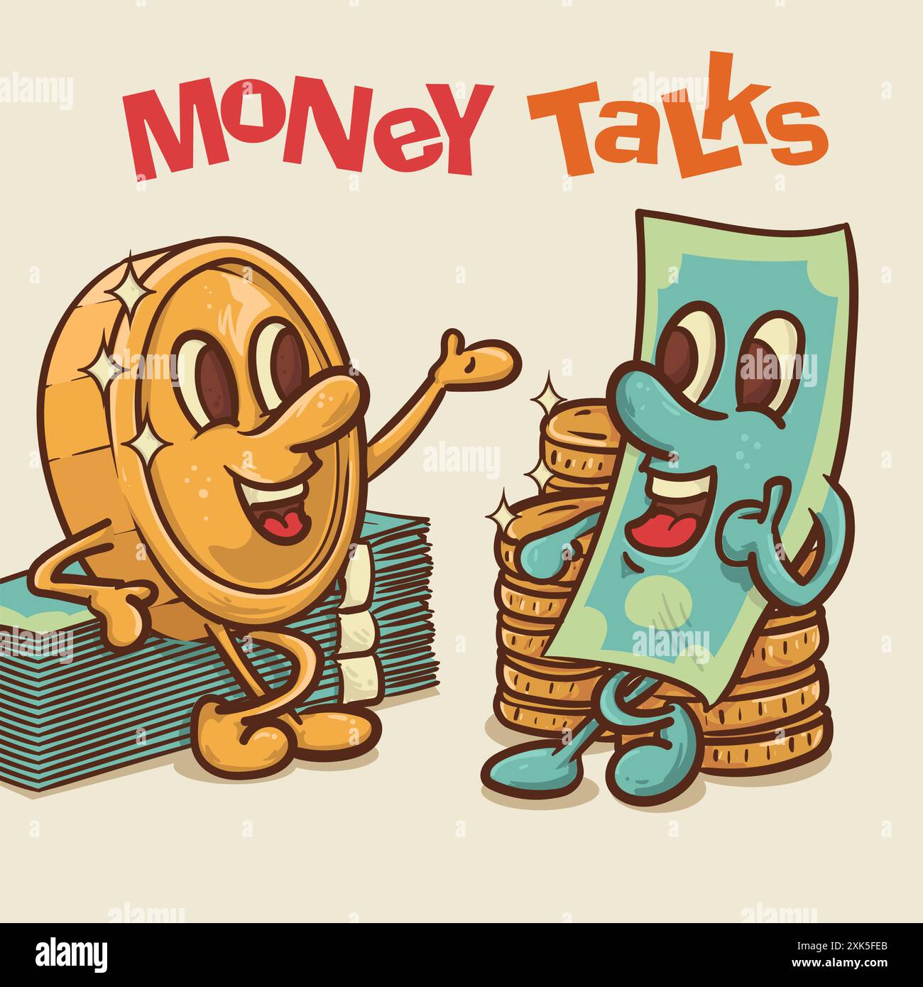 money talks concept. shine coin mascot with face and banknot talking ...