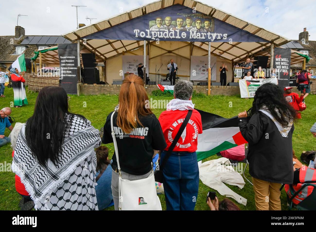 Tolpuddle, Dorset, UK. 21st July 2024. Free Palestine protestors at the ...