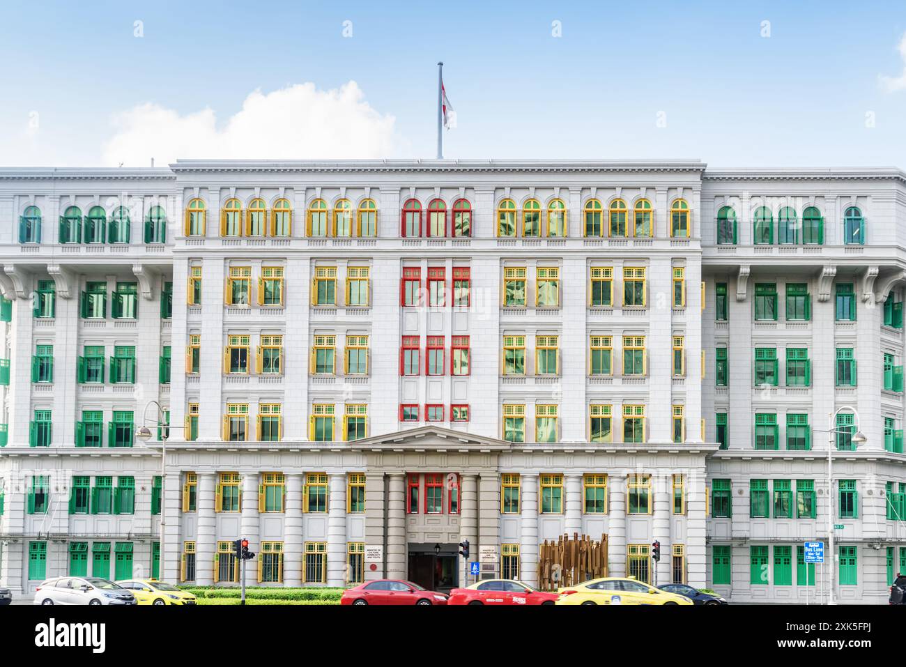 Colorful facade of the Old Hill Street Police Station, Singapore Stock ...