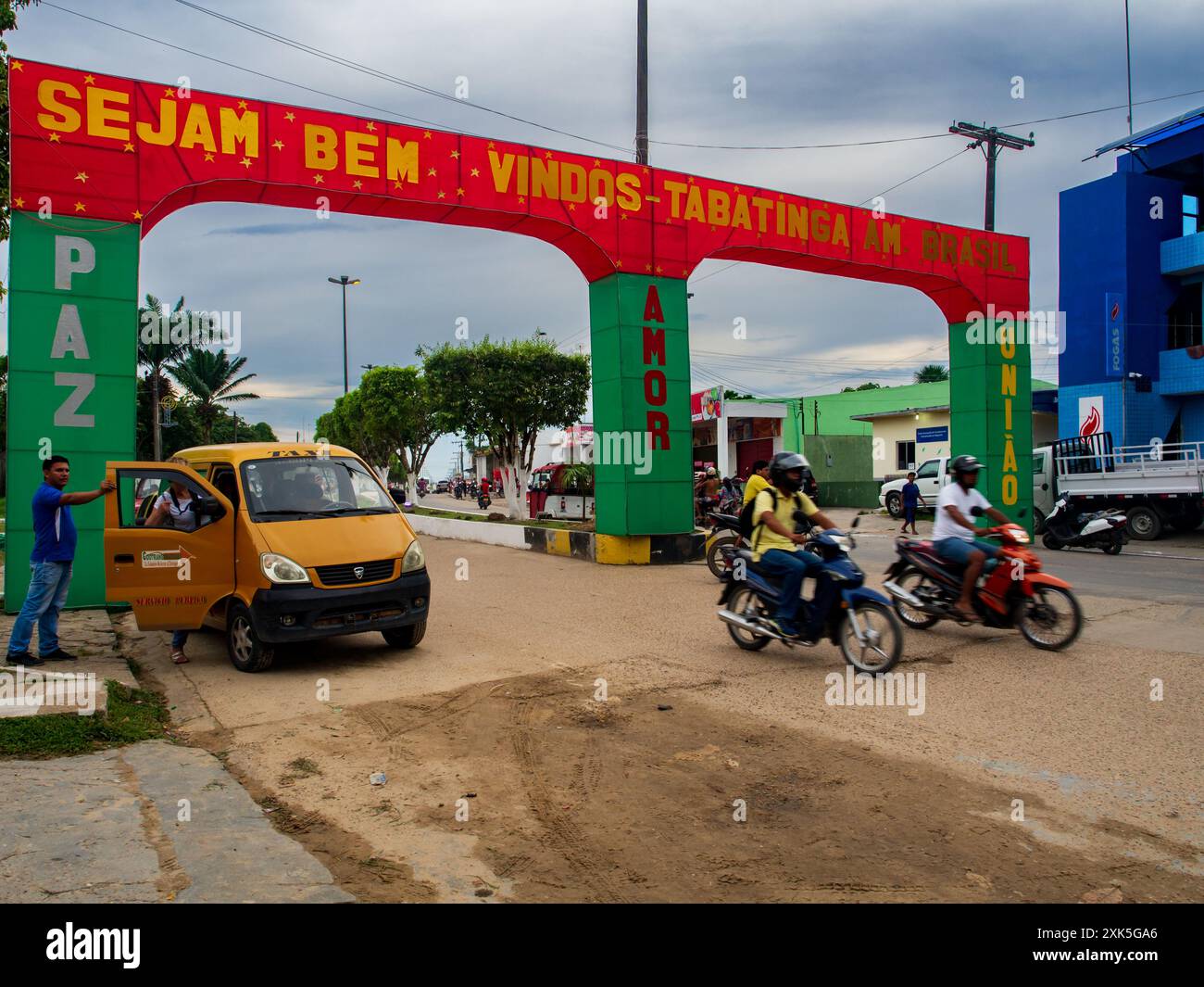 Tabatinga-Leticia, Colombia- Brazil - Dec, 2017: Border point between ...