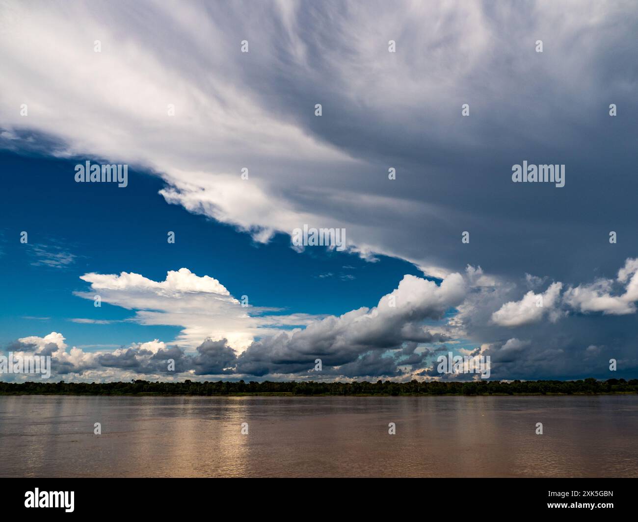 Amazon River and beautiful clouds over the Amazon jungle. Amazonia ...