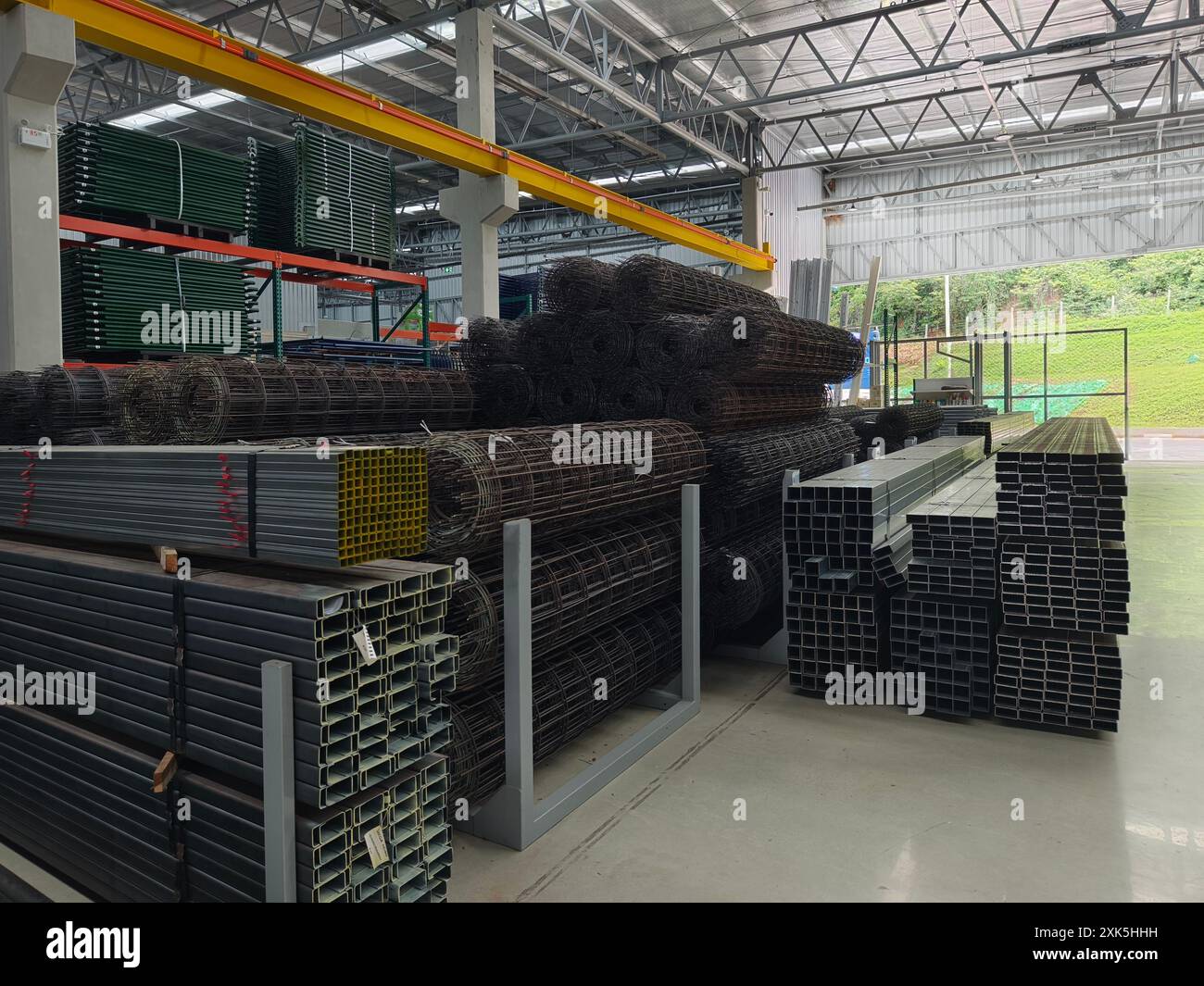A big warehouse packed with numerous metallic nets and profile Stock ...
