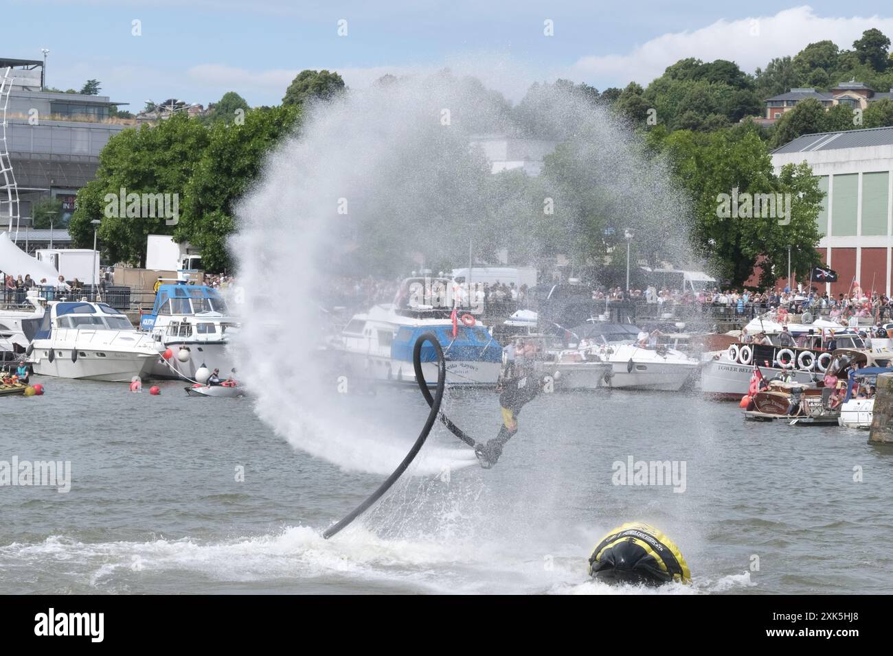 Bristol, UK. 20th July, 2024. James Prestwood demonstrates his Flyboard ...