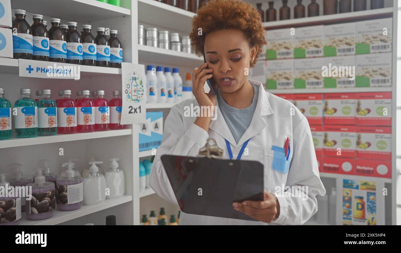 Female customer checking pharmaceutical products hi-res stock ...