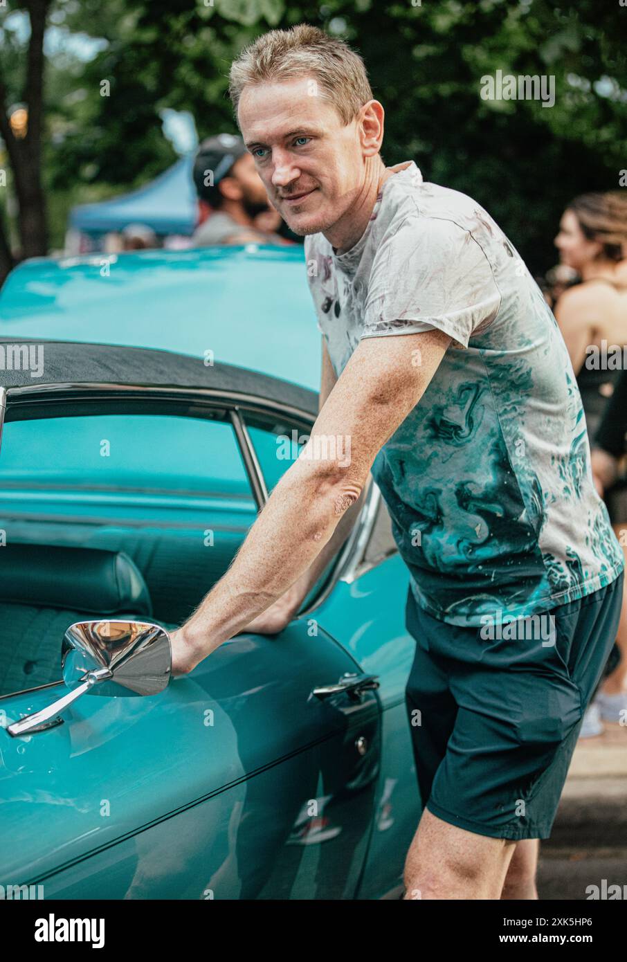 Man at the Doylestown at Dusk auto show, Bucks County, Pennsylvania ...