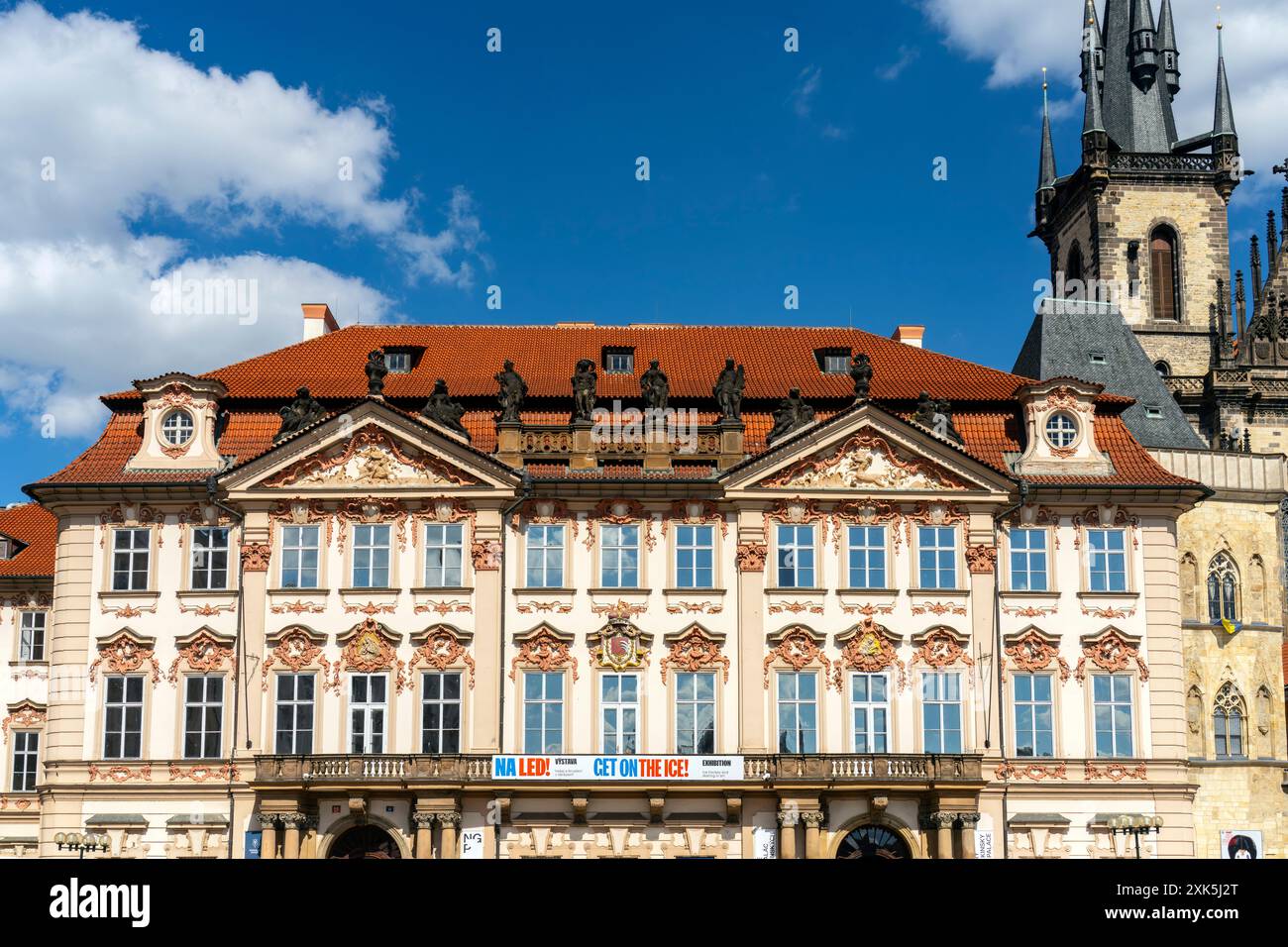 Kinsky Palace at the Old Town Square in Prague (founded 1338) is surrounded by numerous ...