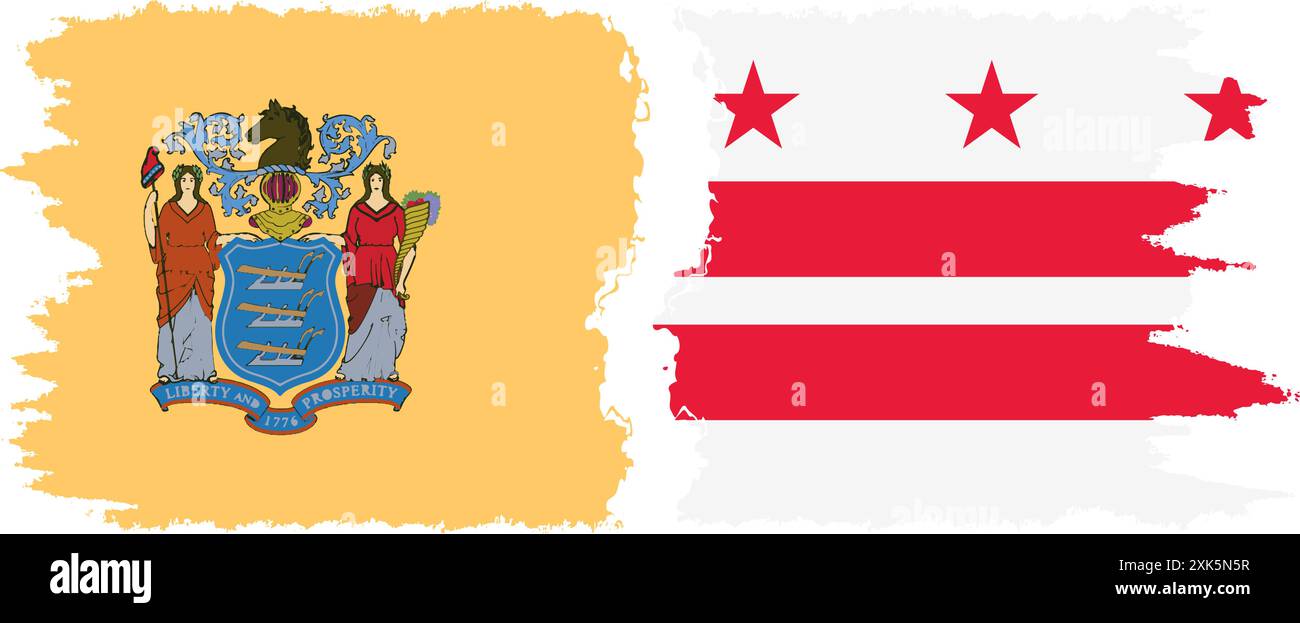 District of Columbia USA - Washington, DC and New Jersey state grunge ...