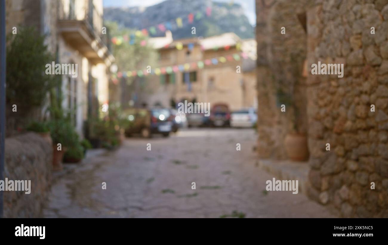 Defocused village street in mallorca hi-res stock photography and ...