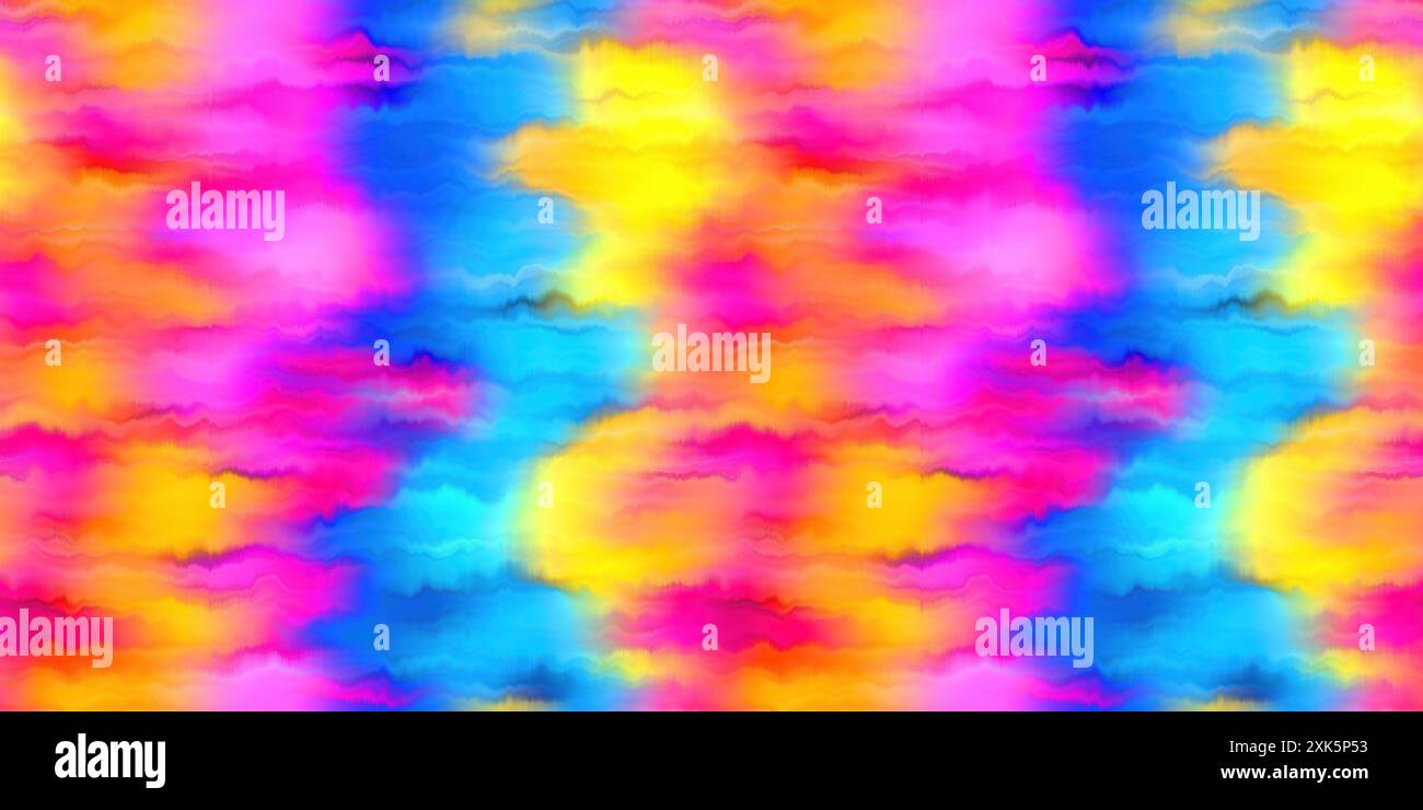 Modern rainbow blur summer seamless border pattern for a funky hippy ...