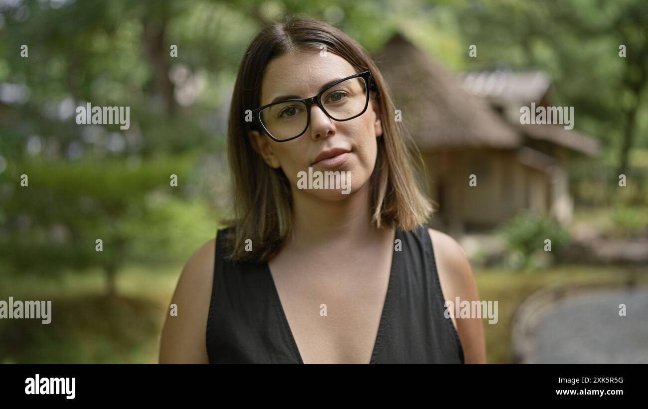 Stunning hispanic woman in glasses strikes a poised stance at kyoto's ...
