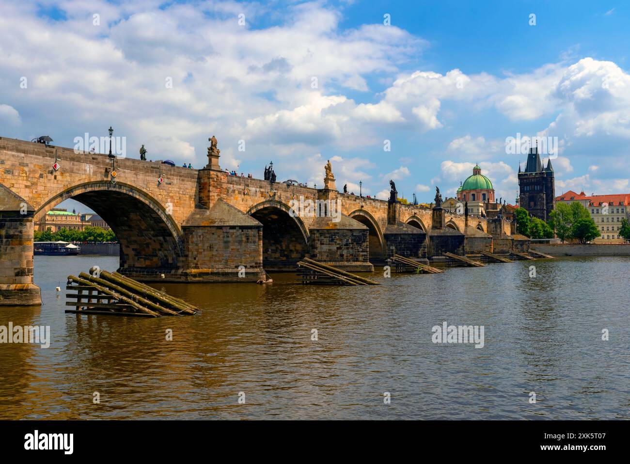 Historic Charles Bridge (Karlův most) is a medieval stone arch bridge ...