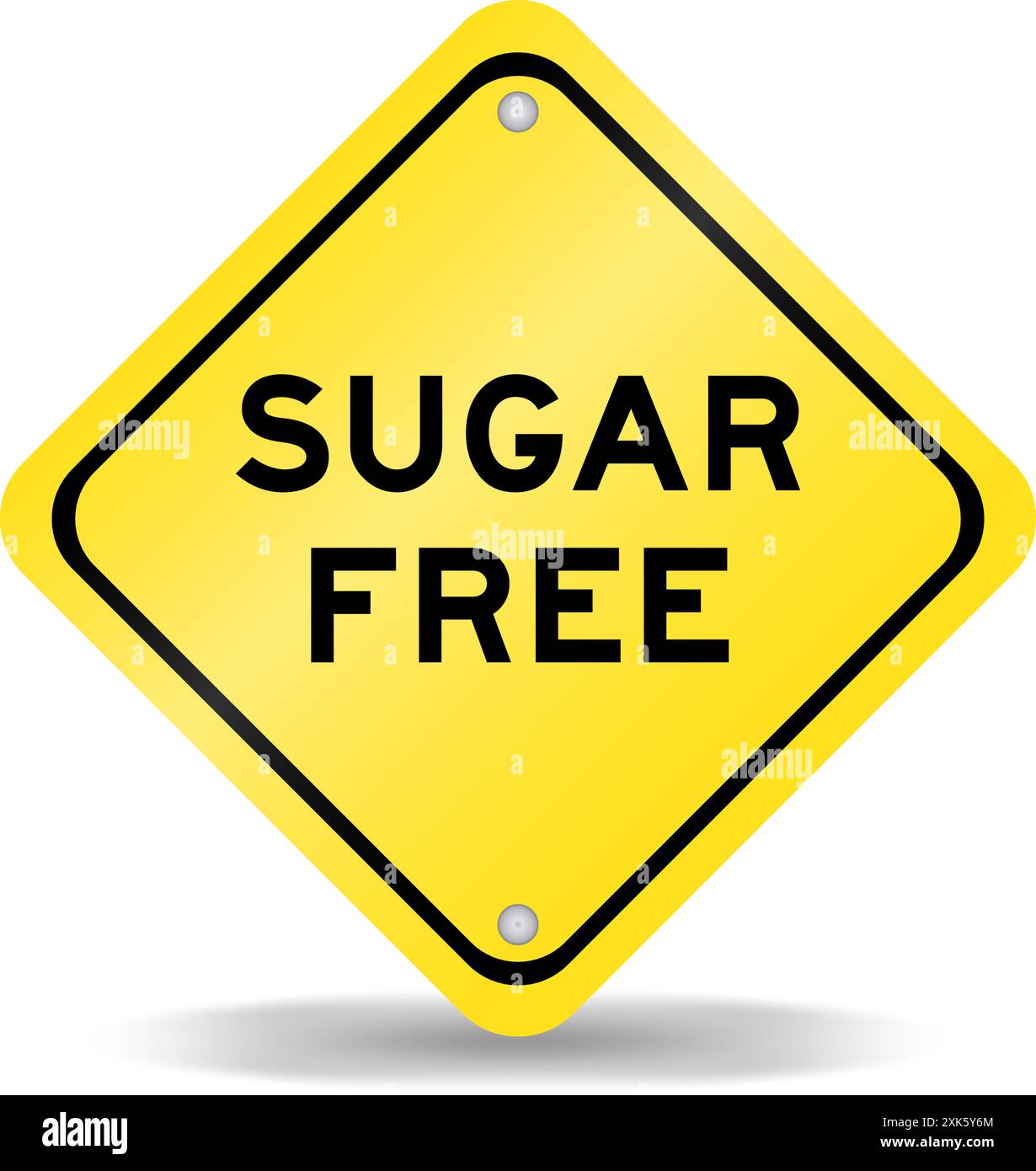 Yellow color transportation sign with word sugar free on white ...