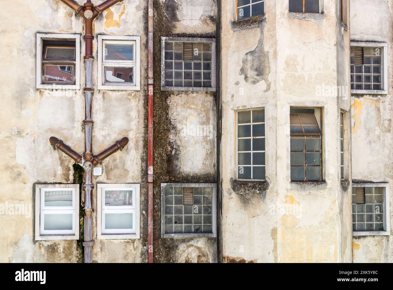 Pipes and Windows on Building Facade, Urban Graphic Detail, Lisbon ...