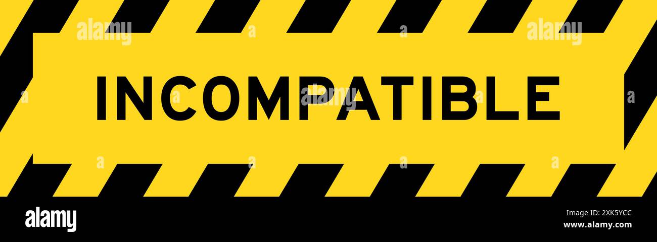 Yellow and black color with line striped label banner with word ...