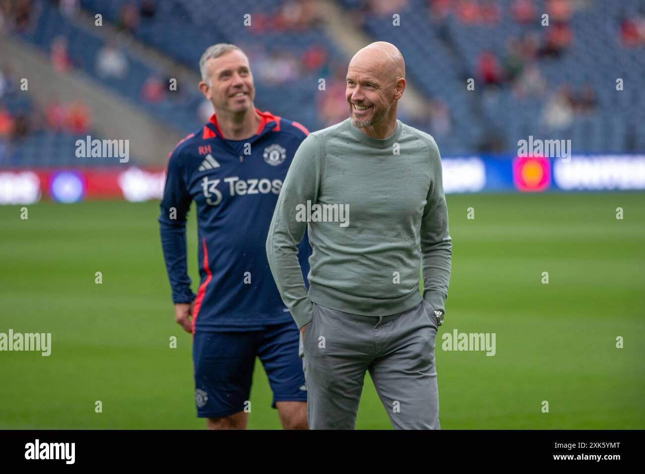 EDINBURGH, SCOTLAND - JULY 20, 2024: Erik Ten Hag and Rene Hake all ...