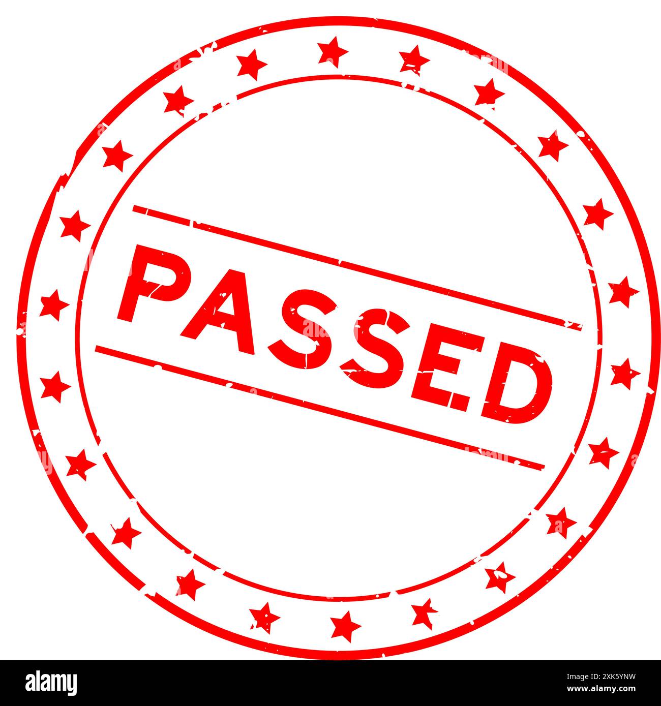 Grunge red passed word round rubber seal stamp on white background ...