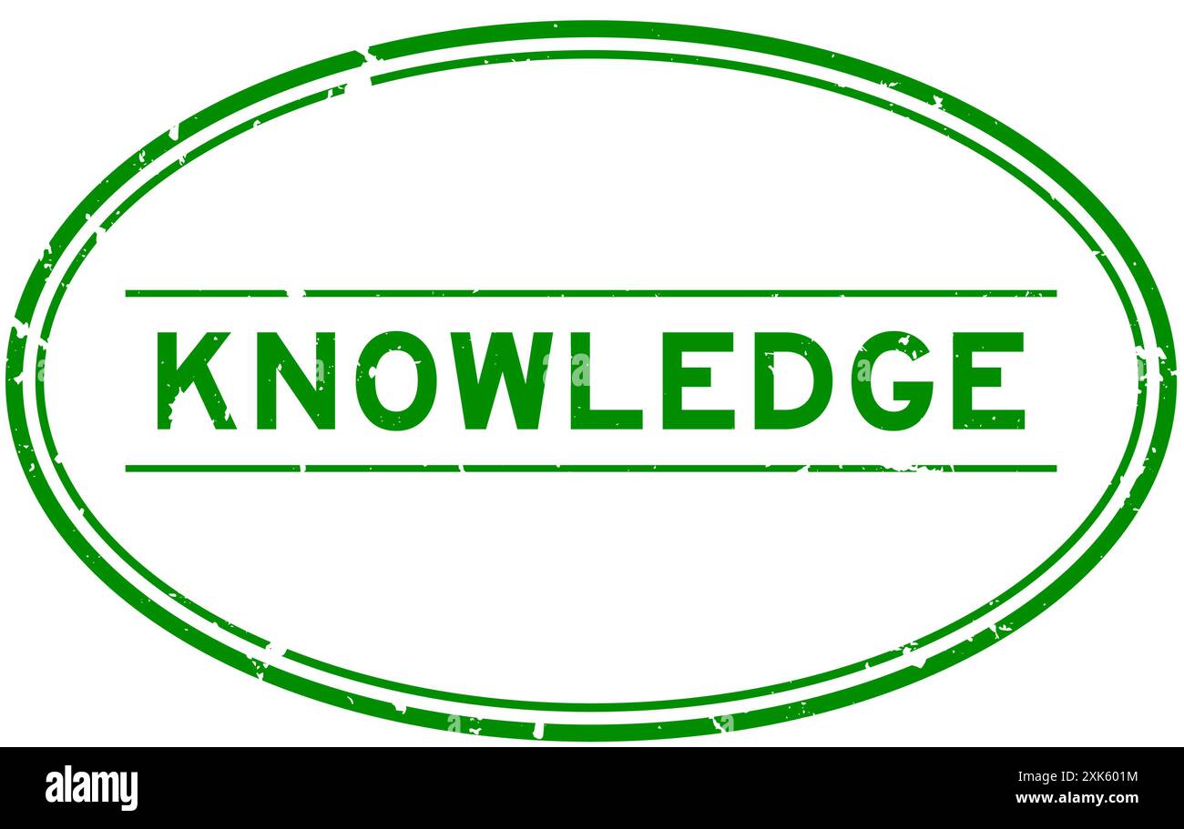 Grunge green knowledge word oval rubber stamp in white background Stock ...