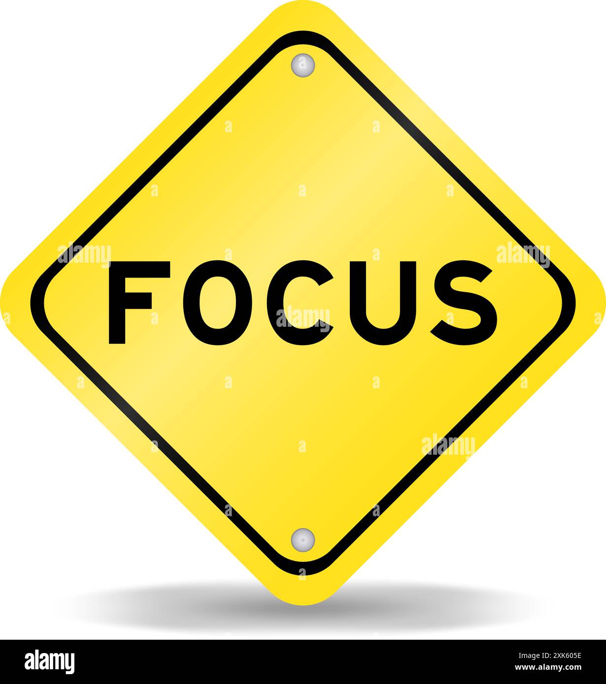 Yellow color transportation sign with word focus on white background ...