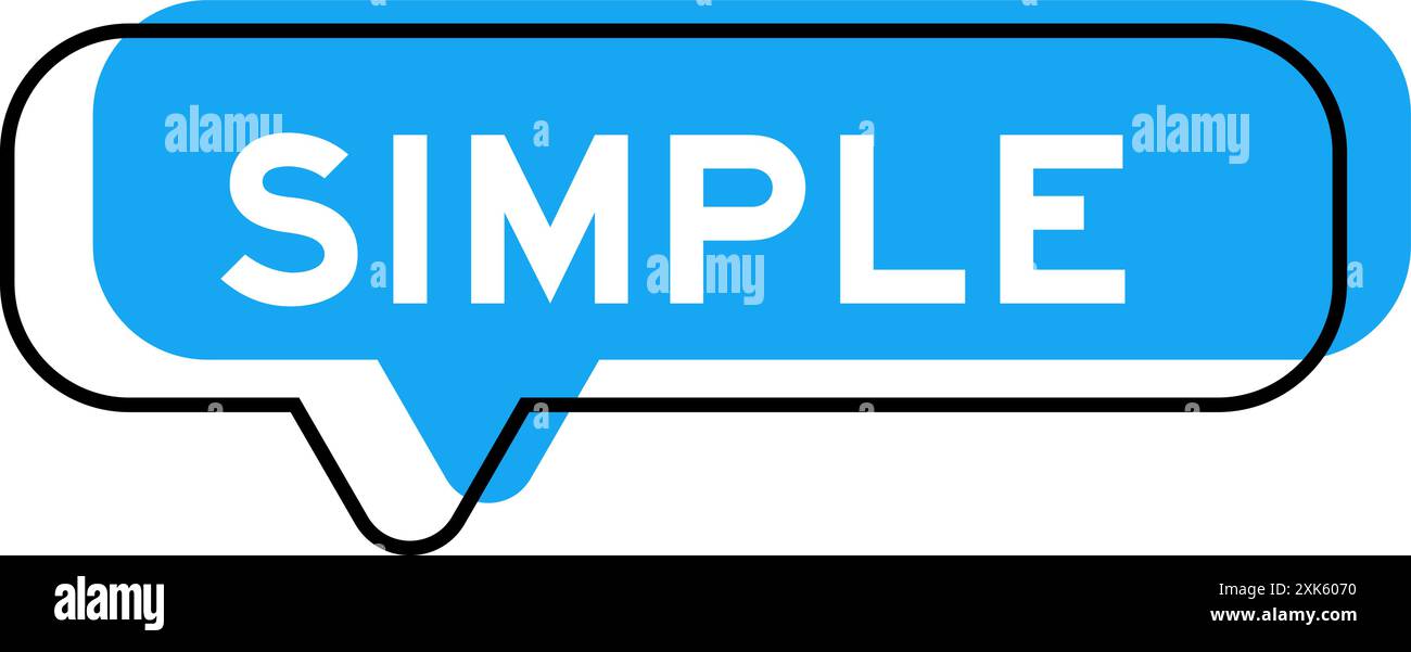Speech banner and blue shade with word simple on white background Stock ...