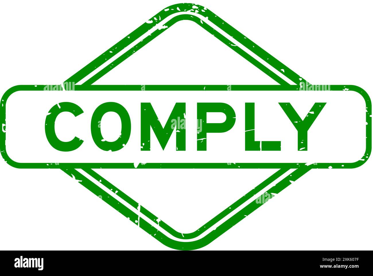 Grunge green comply word rubber seal stamp on white background Stock ...