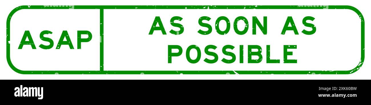 Grunge green ASAP as soon as possible word square rubber seal stamp on ...