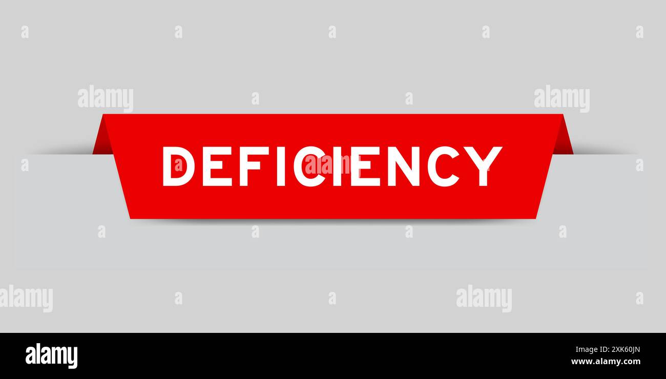 Red color inserted label with word deficiency on gray background Stock ...