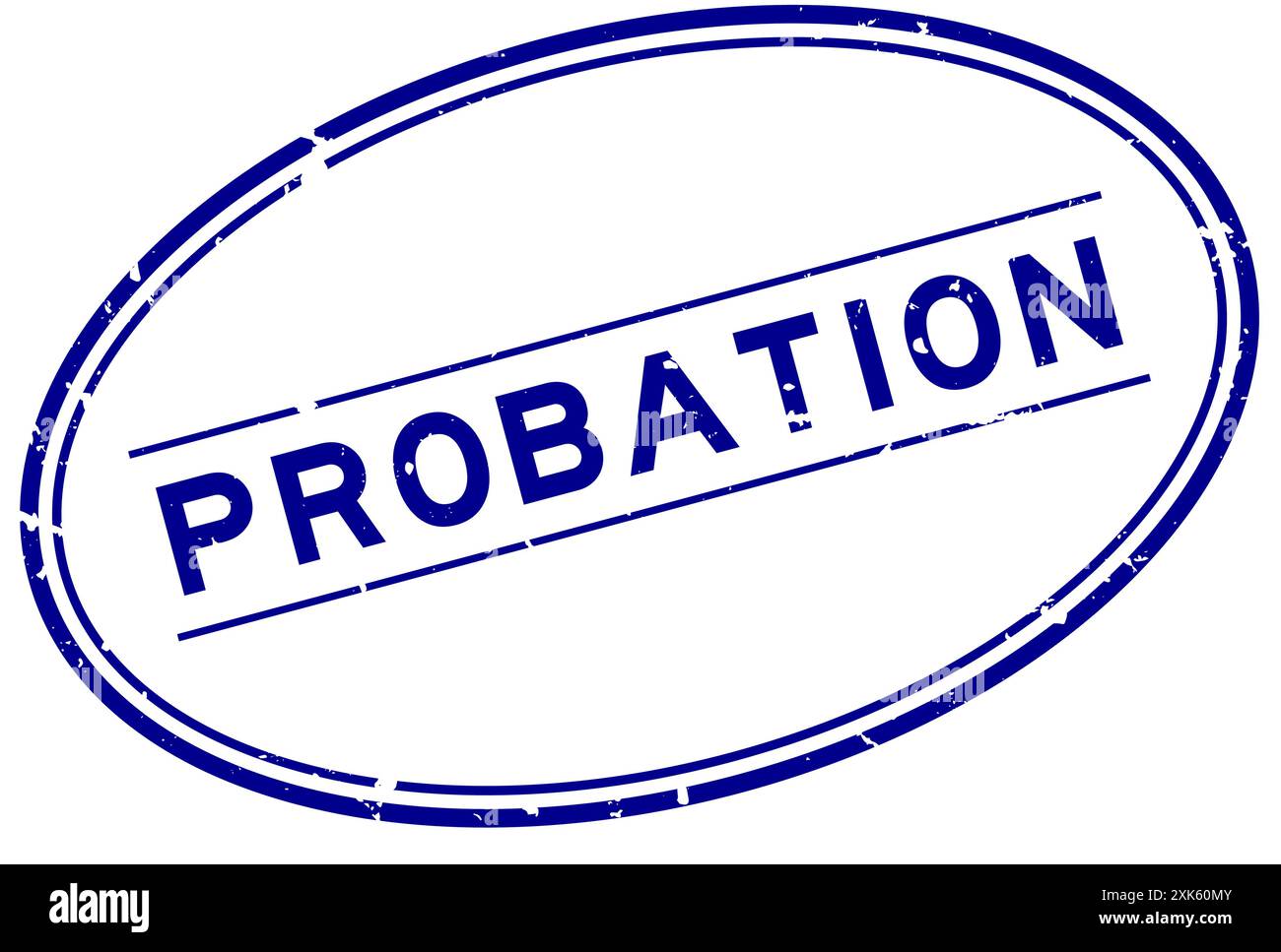 Grunge blue probation word oval rubber seal stamp on white background ...