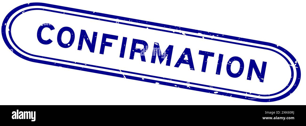 Grunge blue confirmation word rubber seal stamp on white background ...