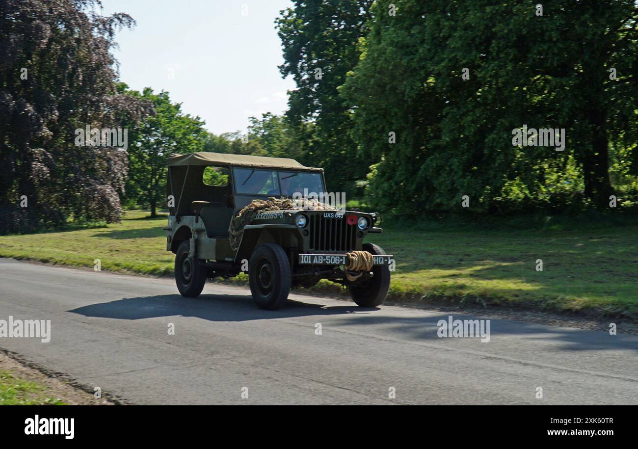 Vintage WWII-period 1944 Willys jeep on country road Stock Photo - Alamy