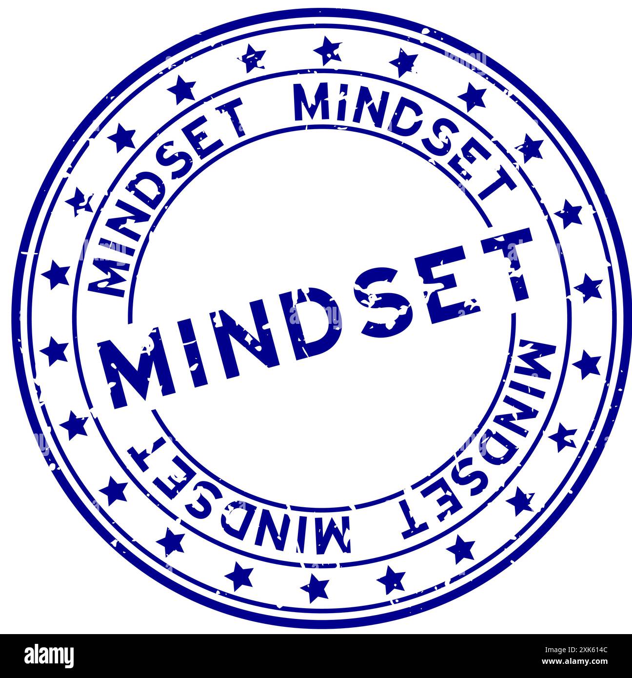 Grunge blue mindset word round rubber seal stamp on white background ...