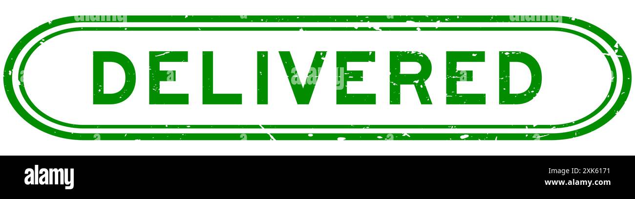 Grunge green delivered word rubber seal stamp on white background Stock ...
