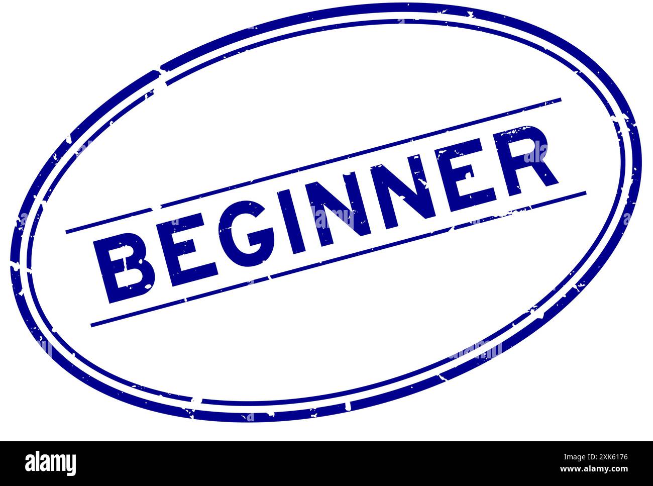 Grunge blue beginner word oval rubber seal stamp on white background ...