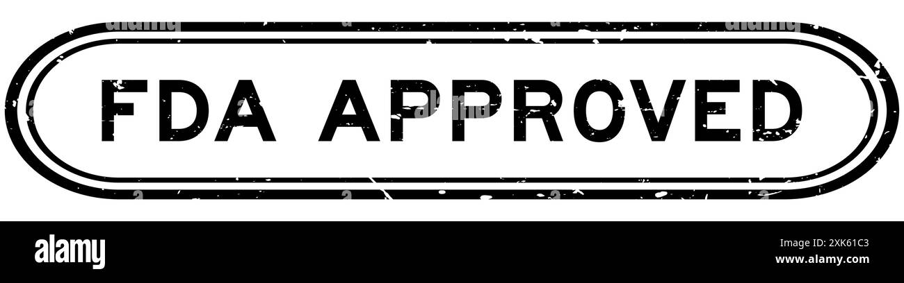 Grunge black FDA approved word rubber seal stamp on white background ...