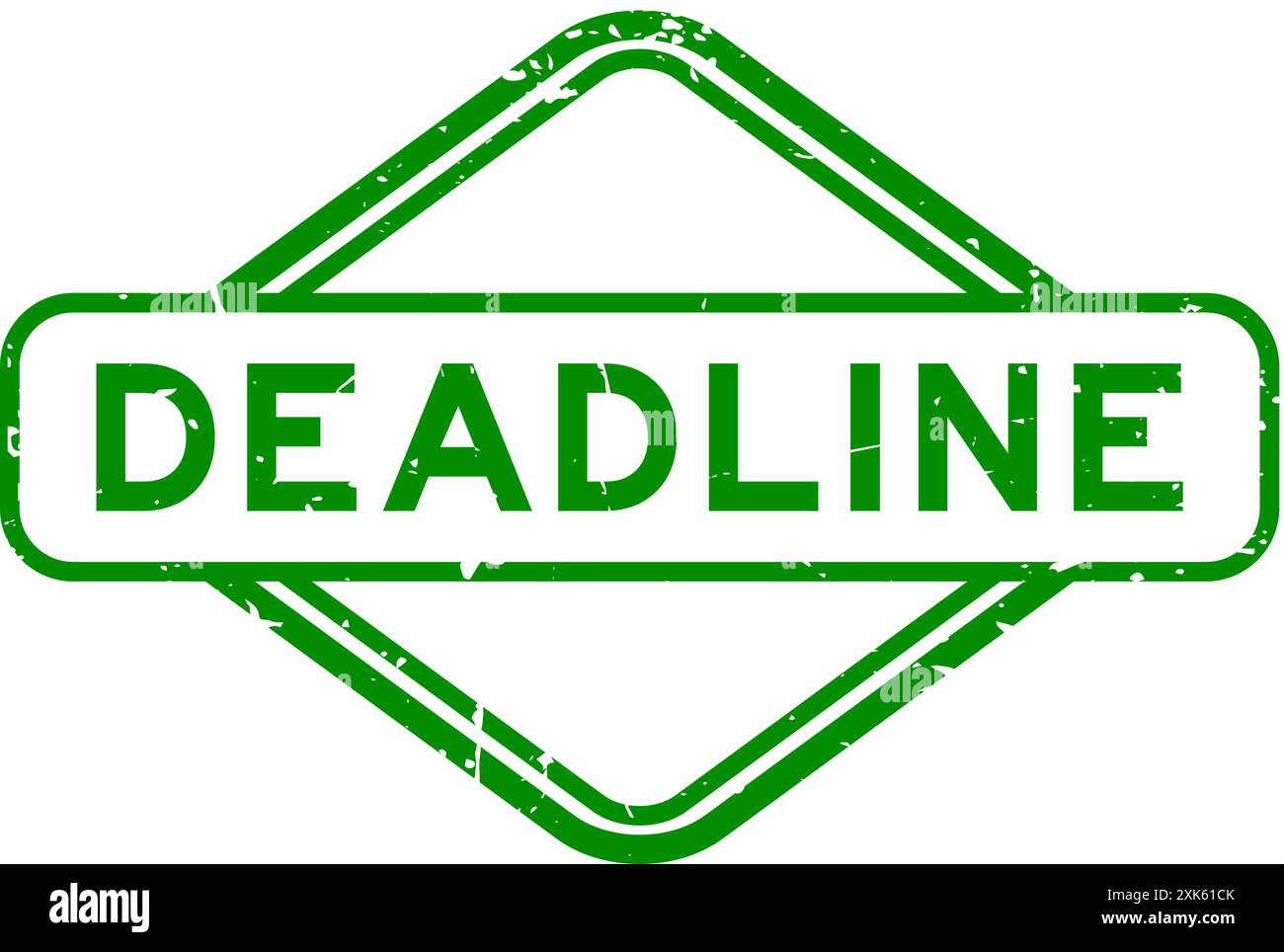 Grunge green deadline word rubber seal stamp on white background Stock ...